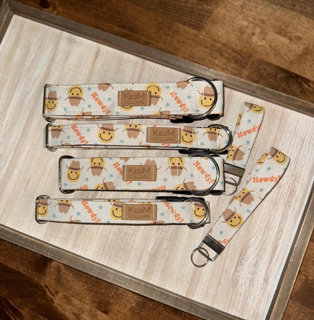 Howdy Cowboy Dog Collar, Martingale or Flat Collar, Fabric Dog Collar ...