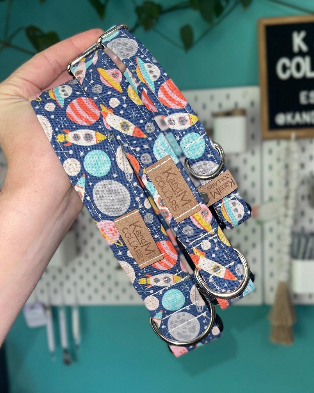 Outer Space Dog Collar, Martingale or Flat Collar, Fabric Dog Collar ...