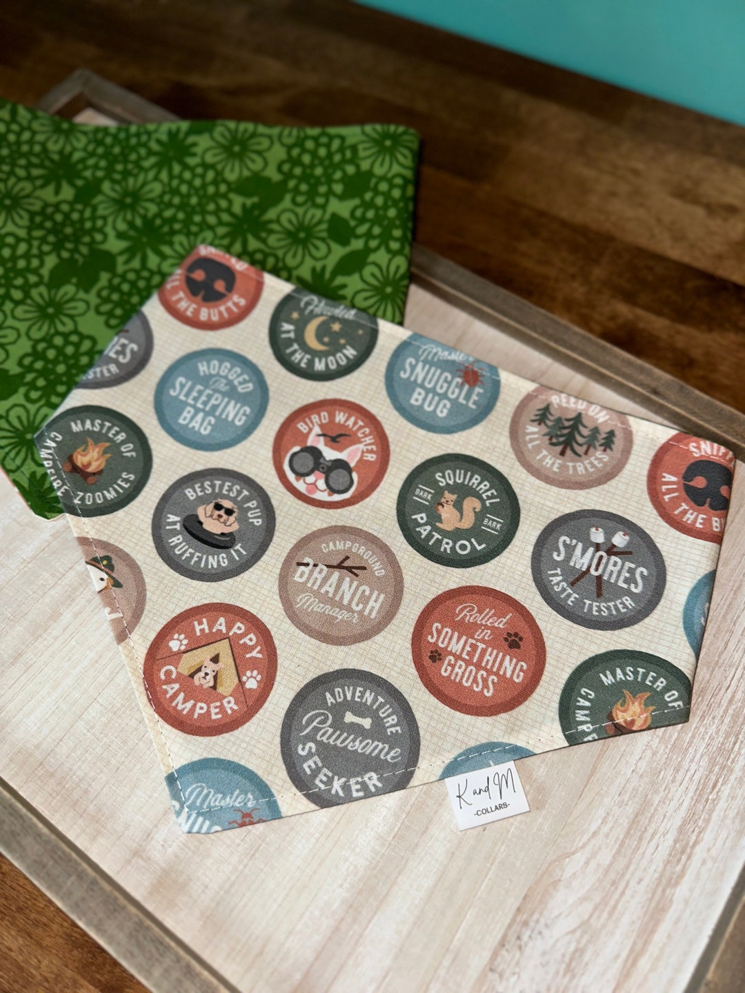 Muted Colored Dog Scout Badges Dog Bandana, Reversible Bandana ...