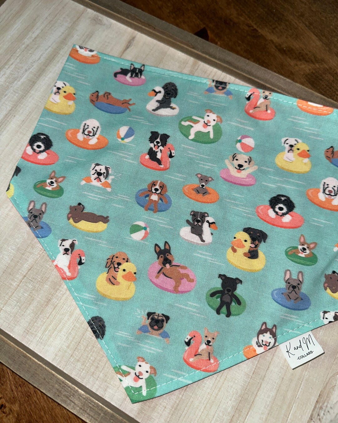 Dogs on Floats Dog Bandana, Reversible Bandana, Personalized Dog ...