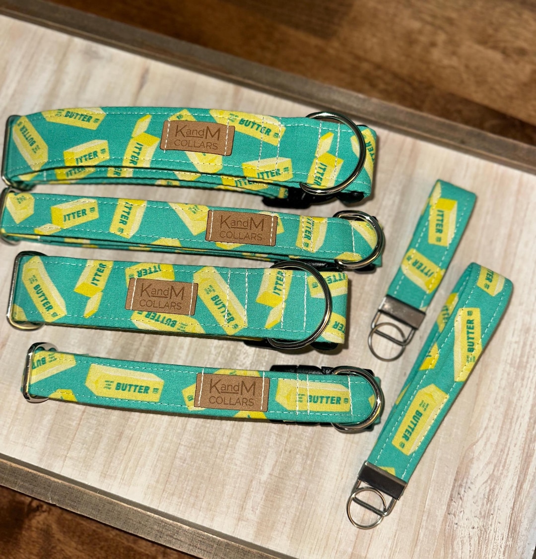 Big Sticks of Butter Dog Collar, Martingale or Flat Collar, Fabric Dog ...