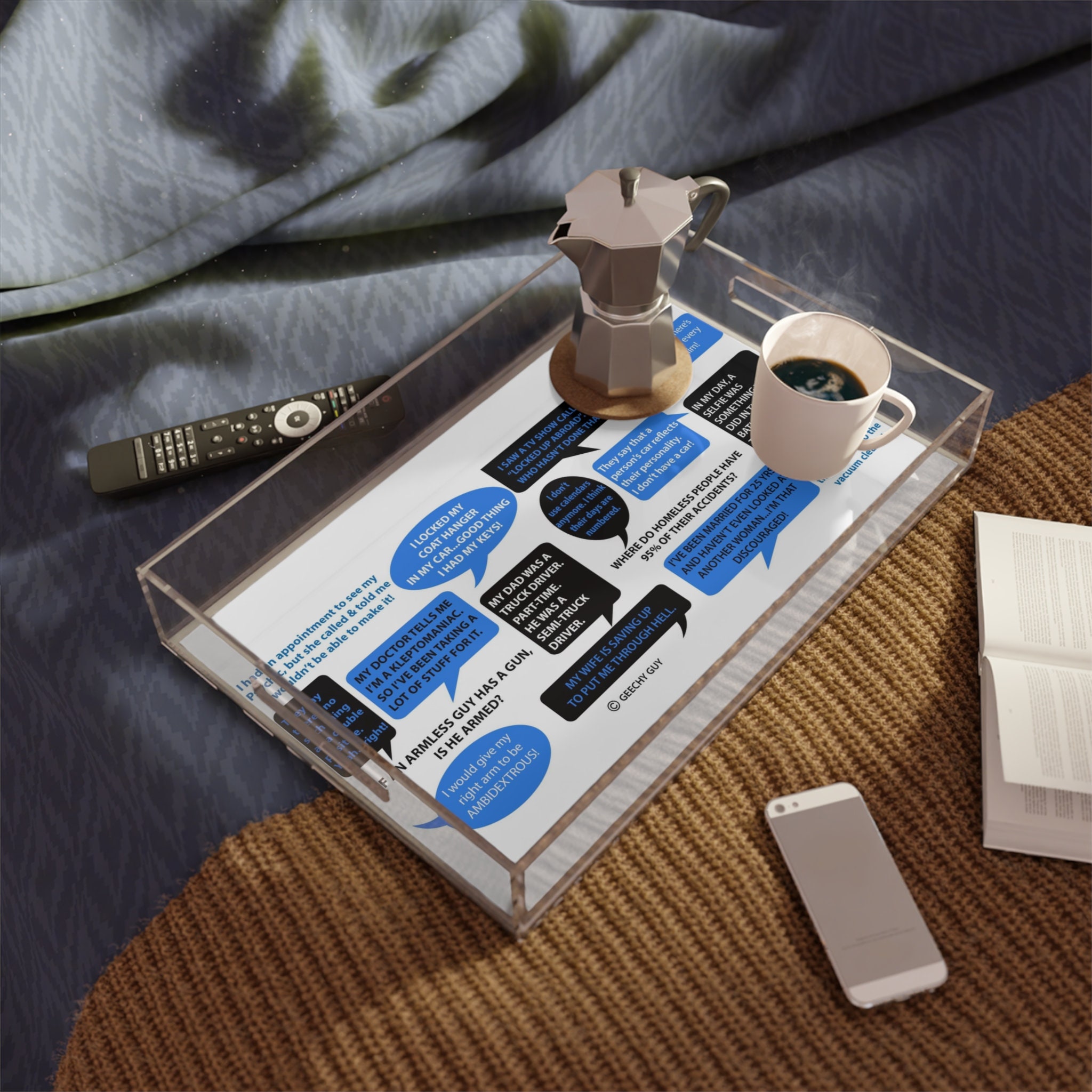 DAD JOKES TRAY Geechy Guy 16 Original Jokes Acrylic Serving Tray Blue ...