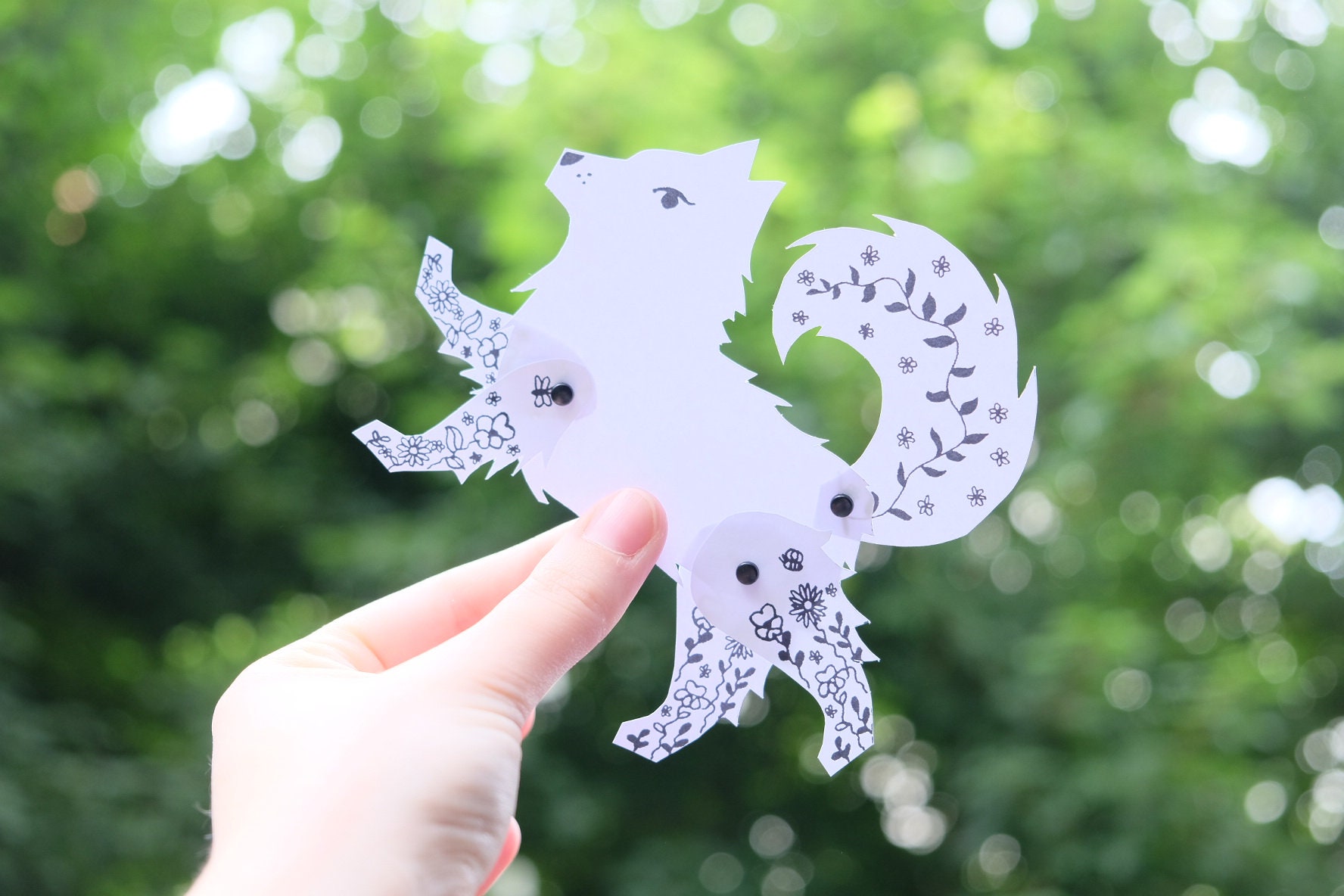 Japanese Spitz Paper Dog With Flowers, Printable Floral Paper Dog ...