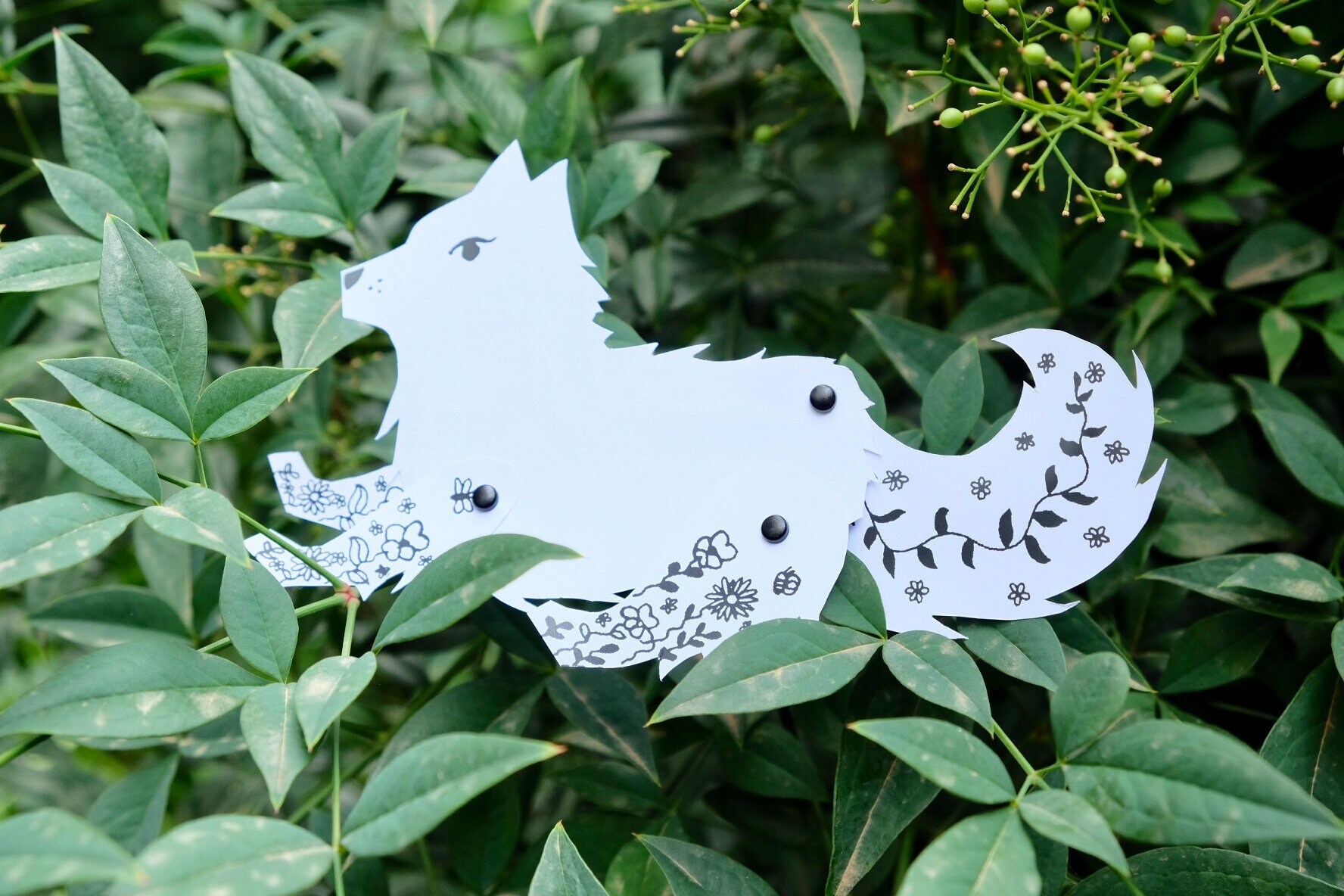 Japanese Spitz Paper Dog With Flowers, Printable Floral Paper Dog ...