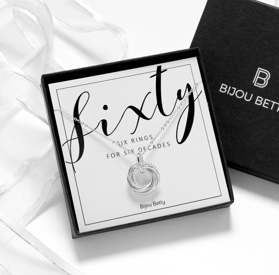 60th Birthday Sterling Silver 6-ring Necklace Gift for Her - Etsy