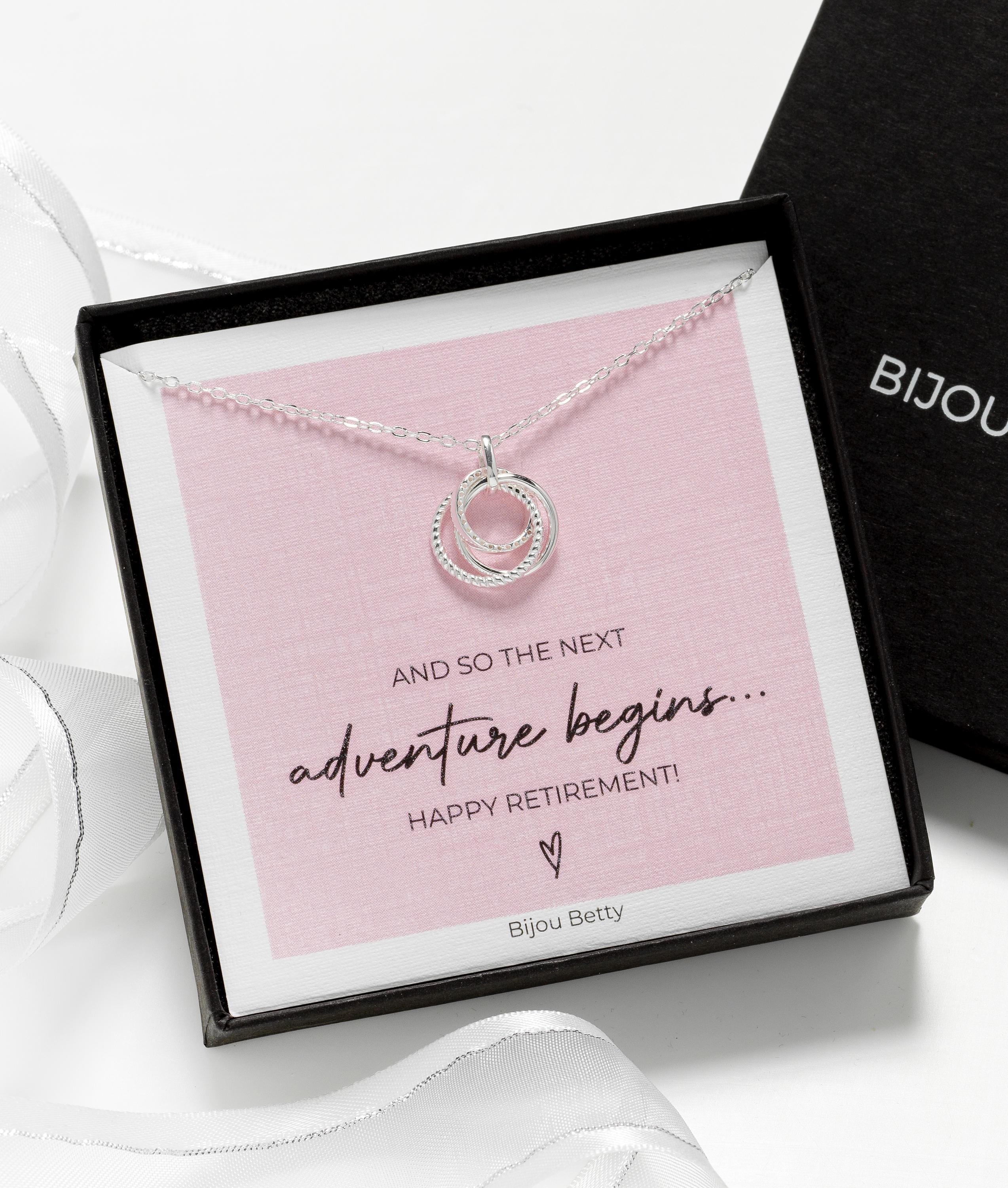 Retirement Sterling Silver Three-ring Necklace – Colleague Gift - Etsy