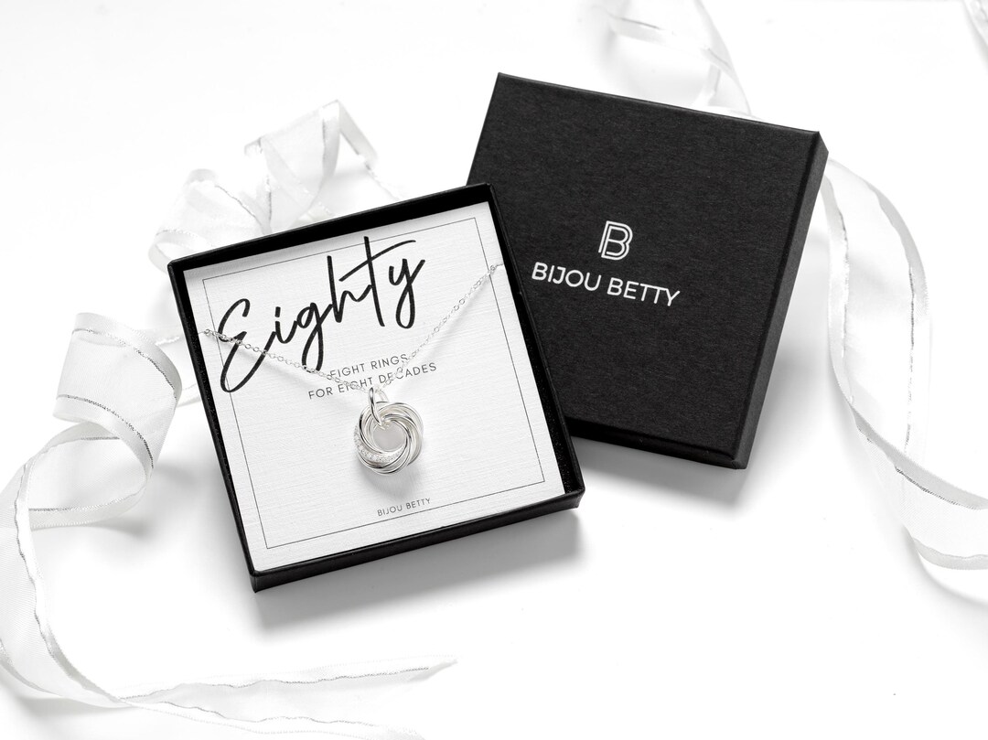 80th Birthday Sterling Silver 8 Ring Necklace Gift - Etsy