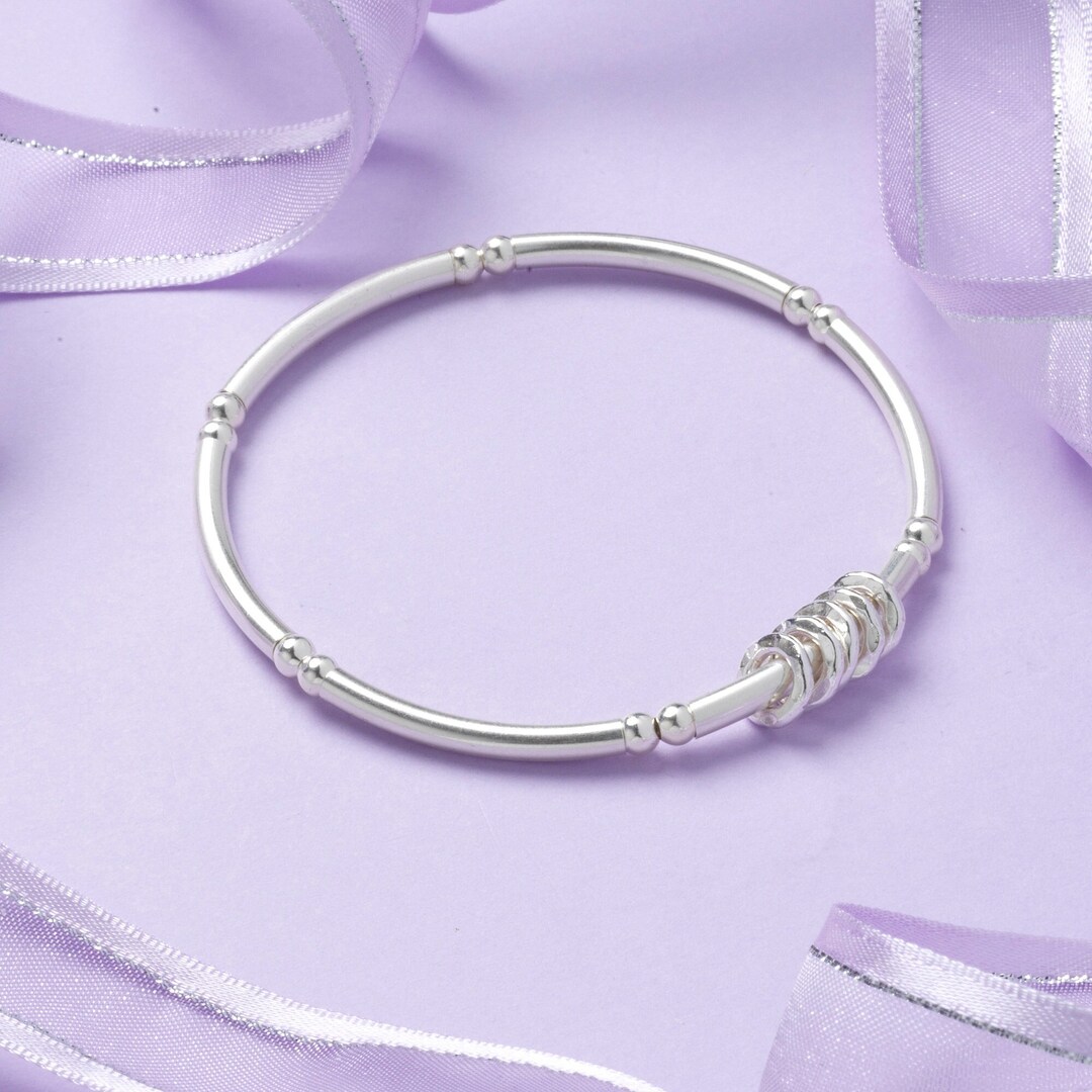 50th Birthday Sterling Silver Bracelet Keepsake Gift 5 Rings Decades ...