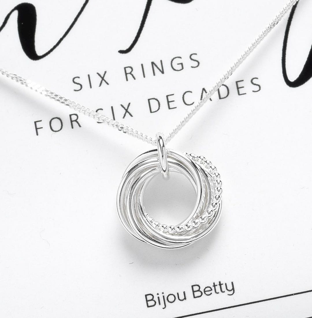 60th Birthday Sterling Silver 6-ring Necklace Gift for Her - Etsy