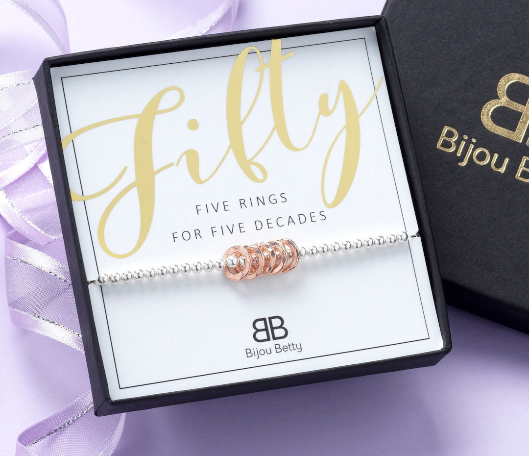 50th Birthday Jewellery 50th Bracelet 50th Birthday Gift - Etsy