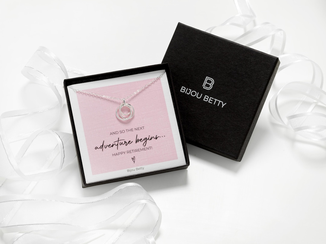 Retirement Sterling Silver Three-ring Necklace – Colleague Gift - Etsy