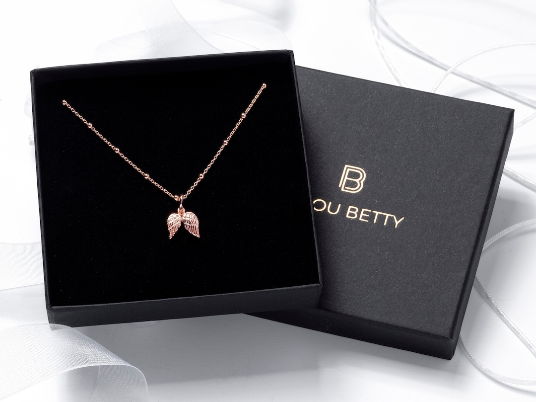 Rose Gold Angel Wing Necklace Memorial Gift - Etsy
