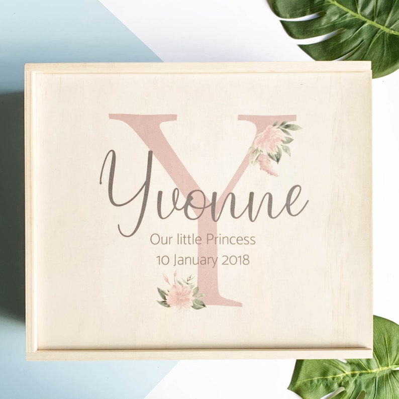 Baby Initial Extra Large Keepsake Box Wooden Memory Box | Etsy