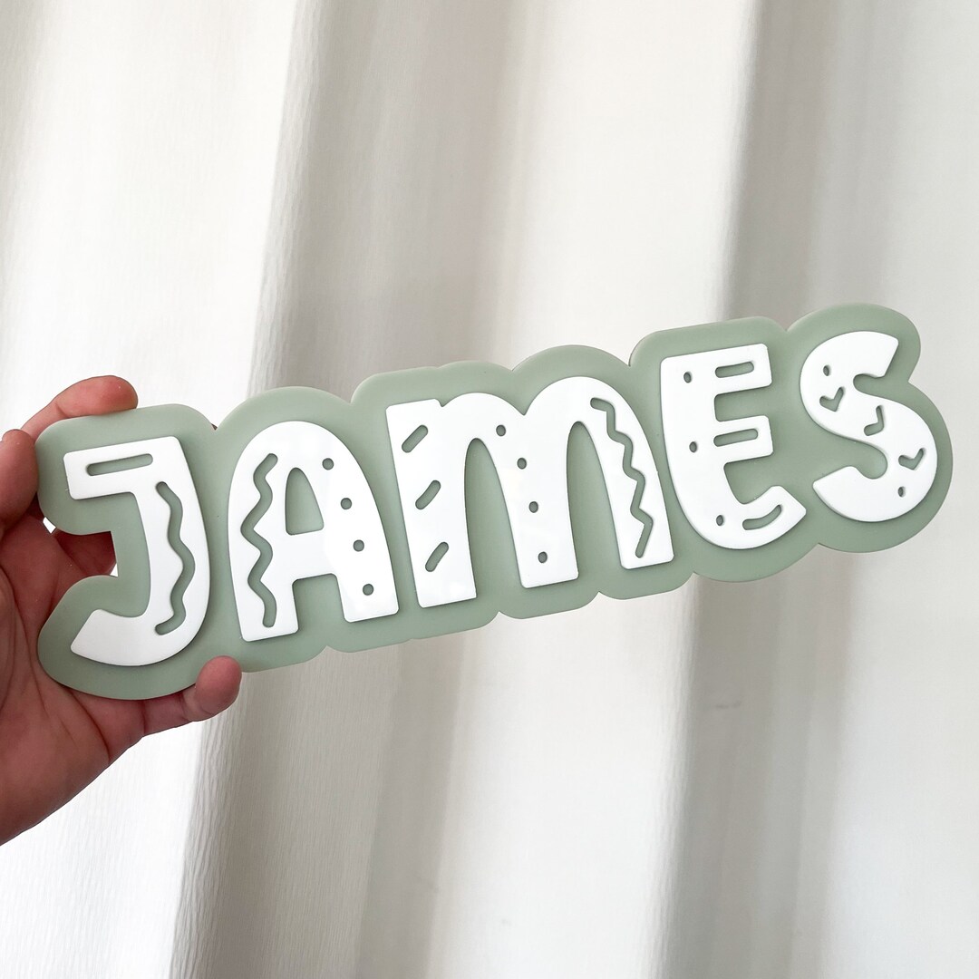 Personalised 3D Fun Font Laser Cut Name Sign / Kids Name Sign / Wooden ...