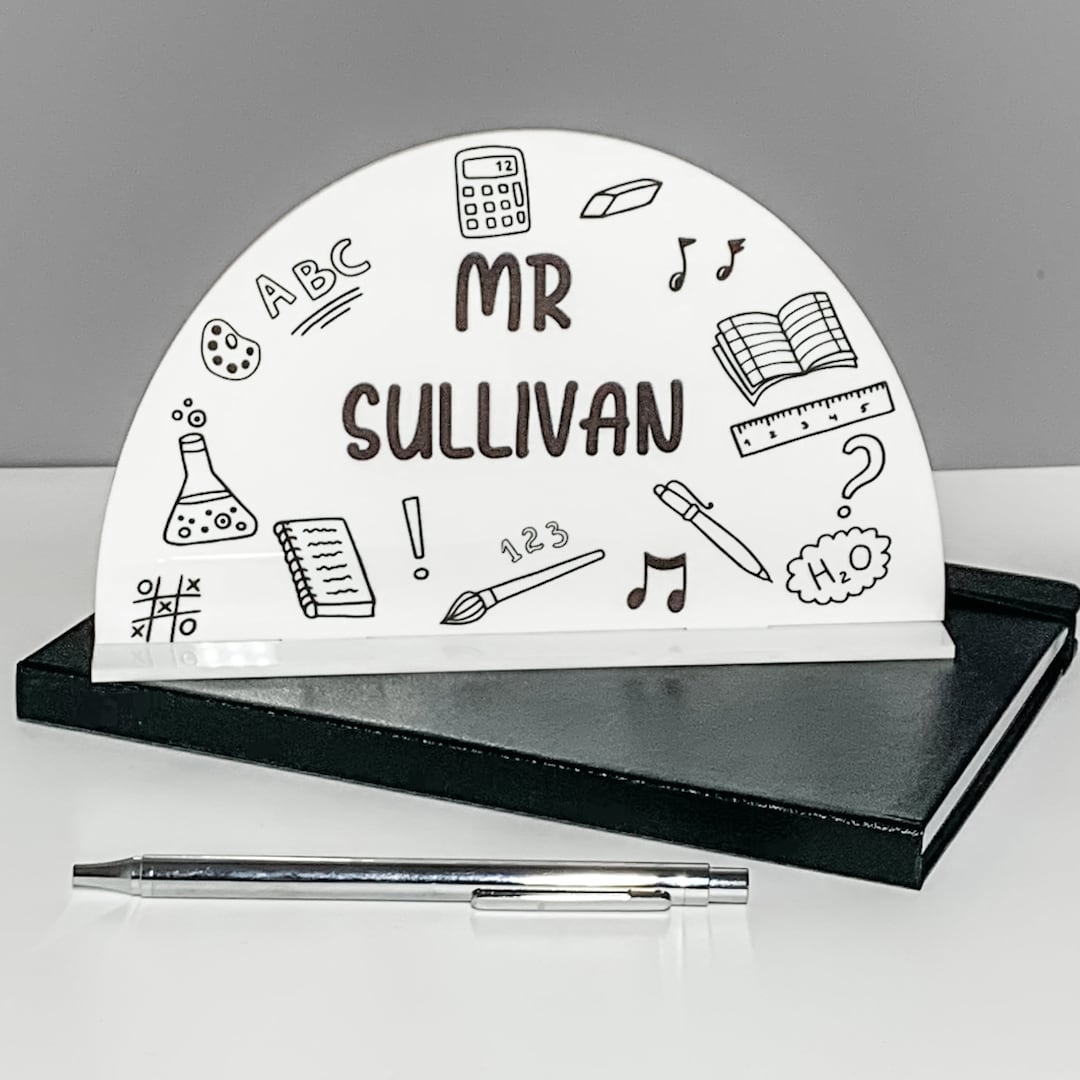 Free Standing Desk Sign Mono, Personalised Teachers Gift - Etsy