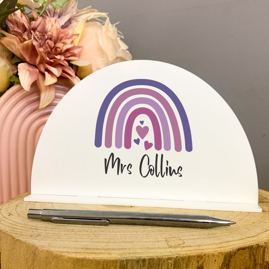 Free Standing Desk Sign Rainbow, Personalised Teachers Gift - Etsy