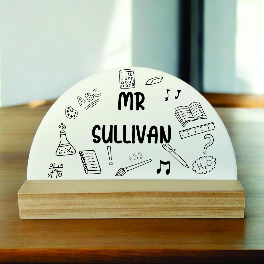 Free Standing Desk Sign – Mono, Personalised Teachers Gift - Etsy