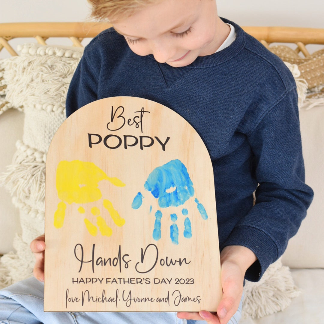 Handprint Plaque, Father's Day Gift, Wooden Father's Day Plaque, Hands ...