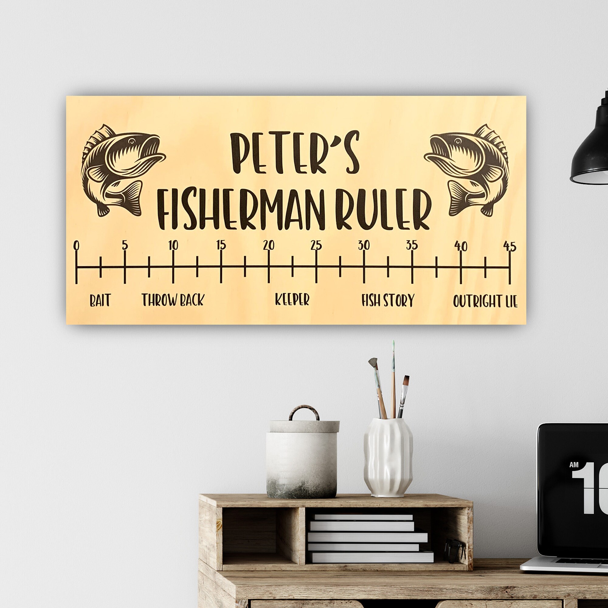 Personalised Fisherman Ruler Custom Wooden Garage Signs for | Etsy ...