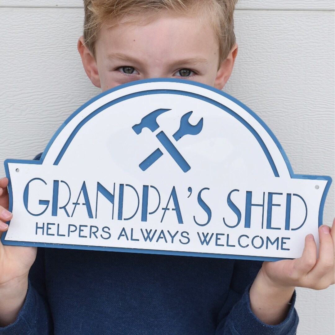Custom Shed | Garage Sign, Helpers Always Welcome | Personalised Shed ...