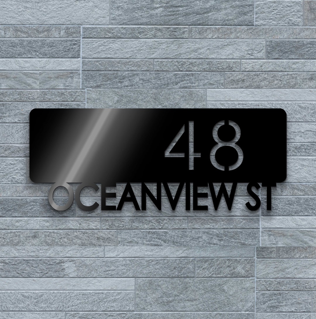Landscape Modern Address Sign, House Number, Street Address Sign ...