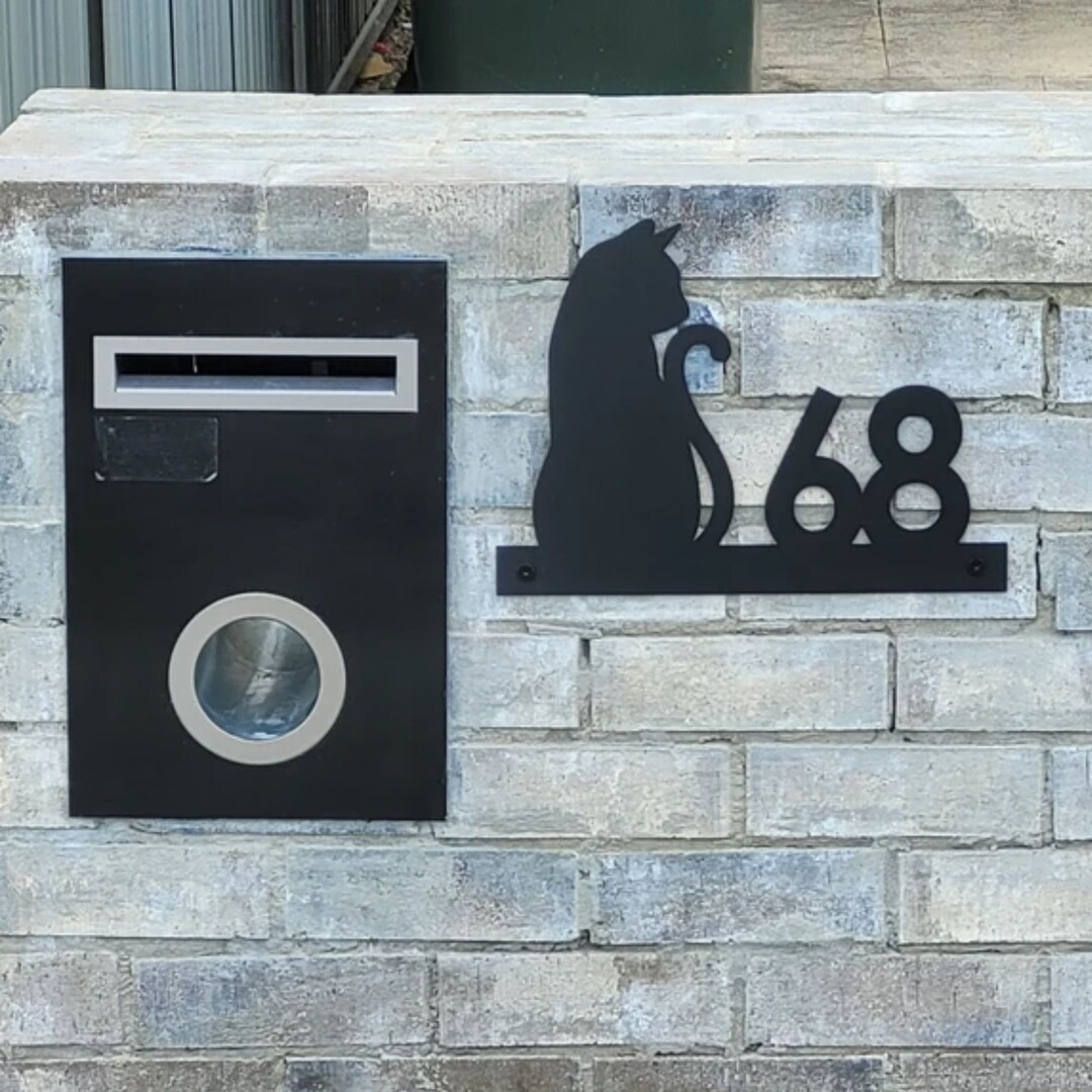 Cat Address Sign, House Number Sign, Letterbox Sign, Personalised ...