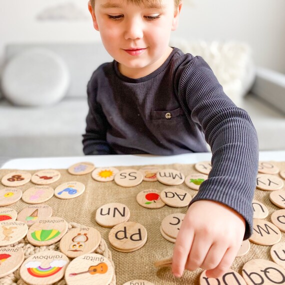 Alphabet Matching Discs Memory Game for Kids Custom Wooden - Etsy Australia
