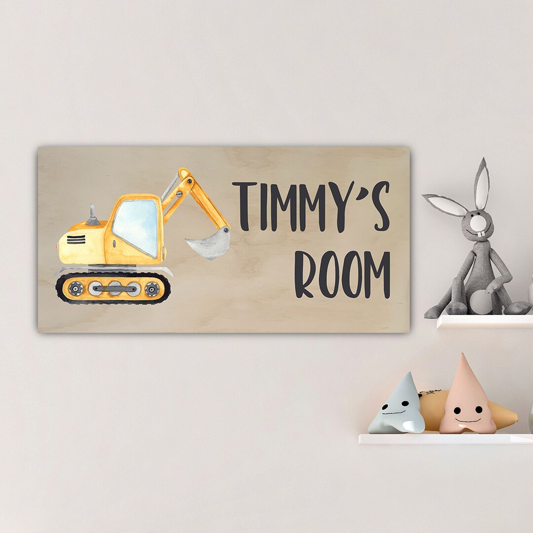 Personalised Children's Wooden Wall Sign Little Digger, Kids Door Signs ...