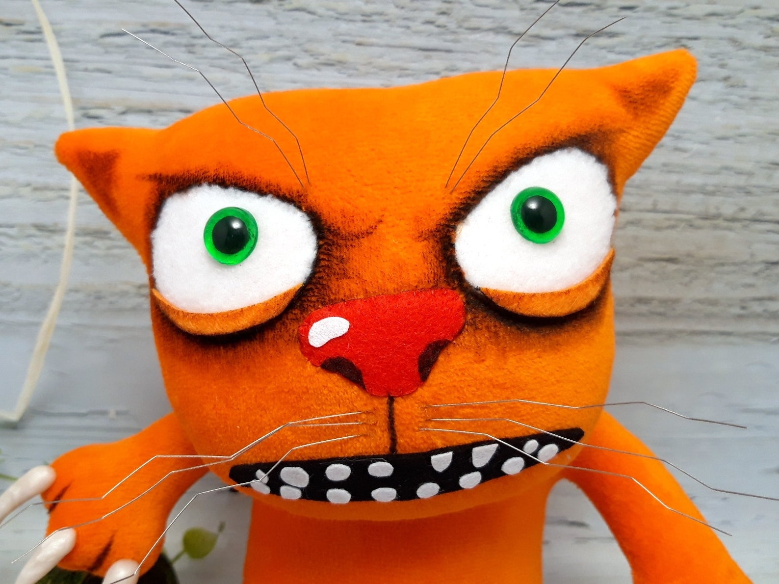 Plush stuffed red cat sausage fish soft toy cat cat lover | Etsy