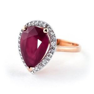 14k Solid Gold Ruby & Diamond Ring - Etsy