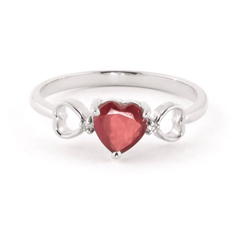 14k Solid Gold Ruby & Diamond Heart Ring - Etsy