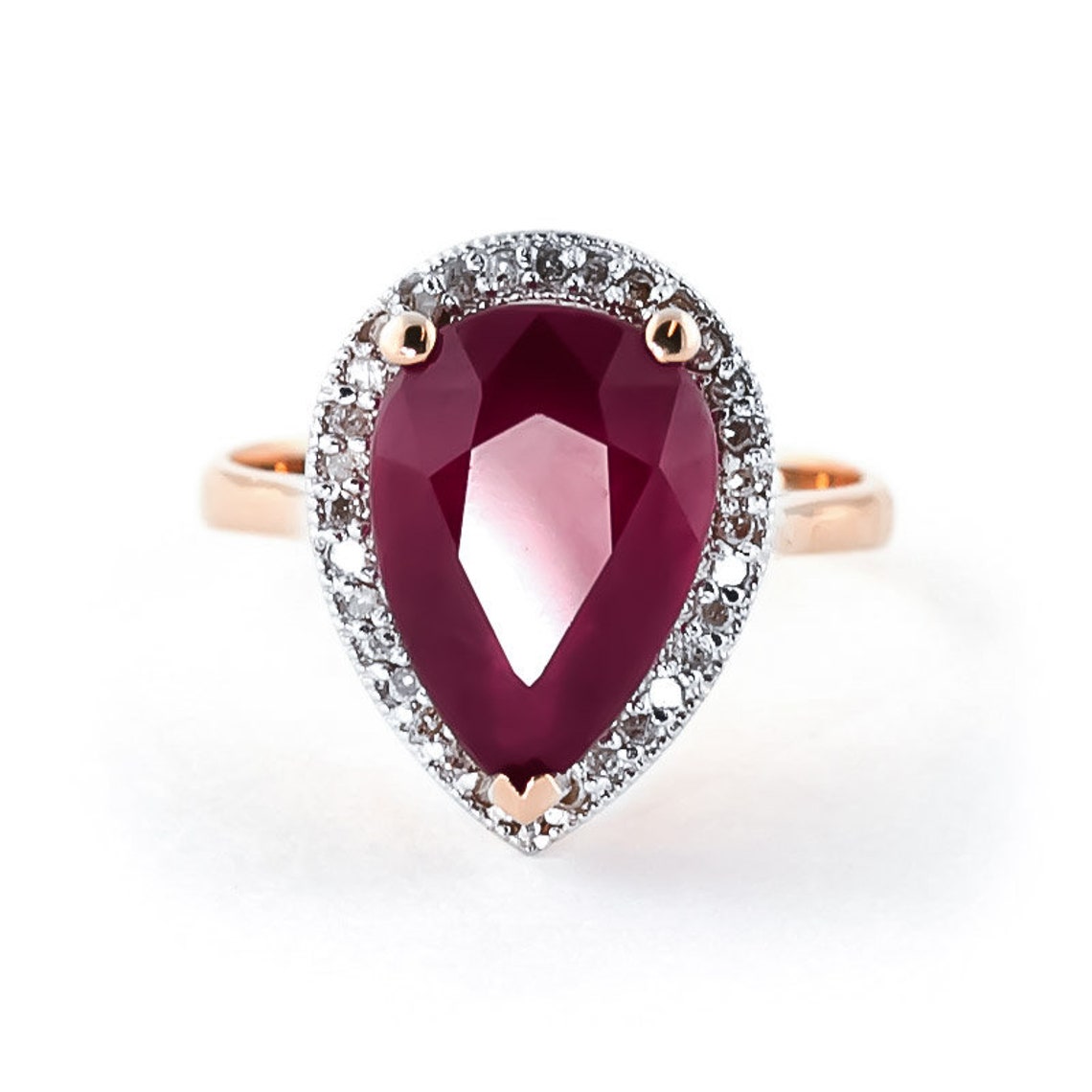 14k Solid Gold Ruby & Diamond Ring - Etsy