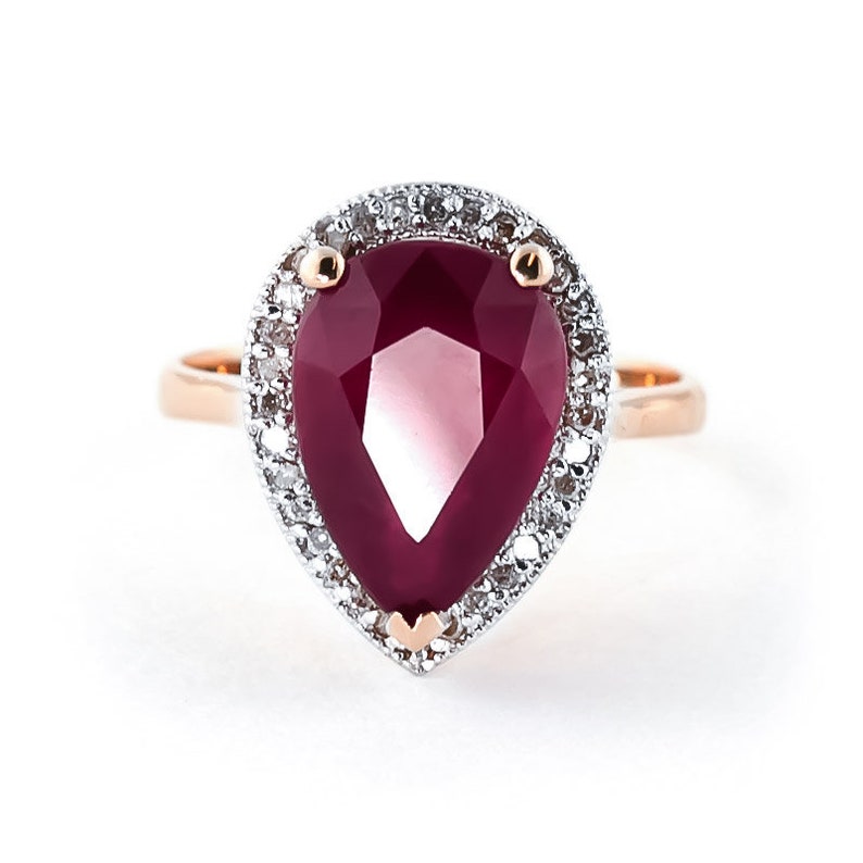 14k Solid Gold Ruby & Diamond Ring - Etsy