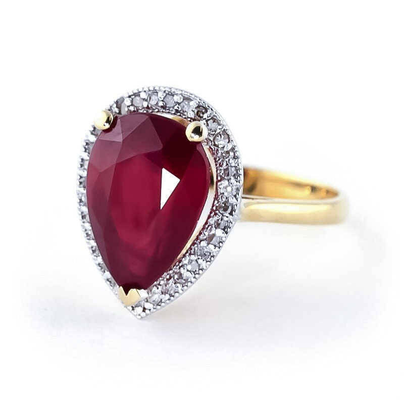 14k Solid Gold Ruby & Diamond Ring - Etsy