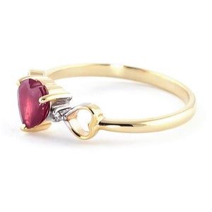 14k Solid Gold Ruby & Diamond Heart Ring - Etsy