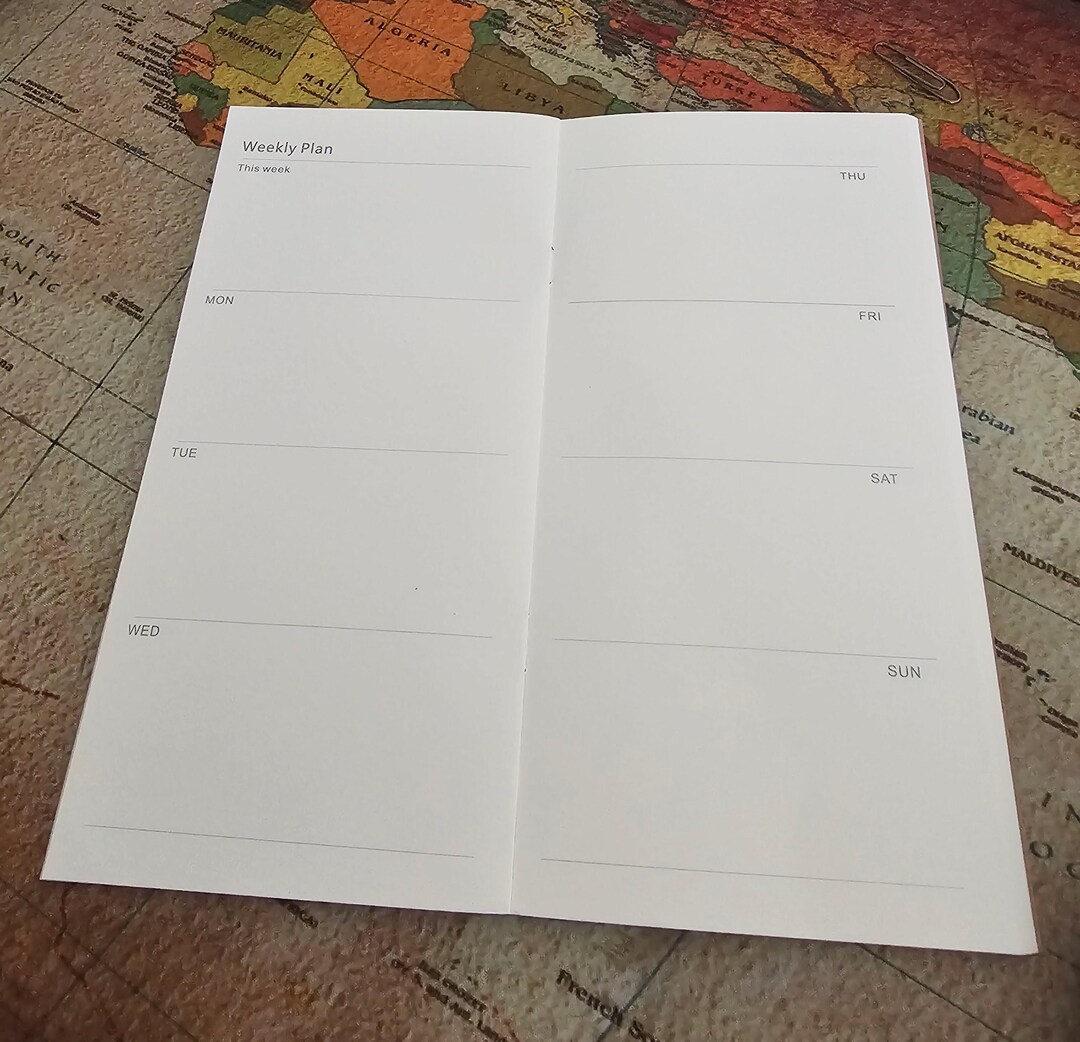 Weekly Planner Standard Regular Size PRINTED Inserts for Midori ...