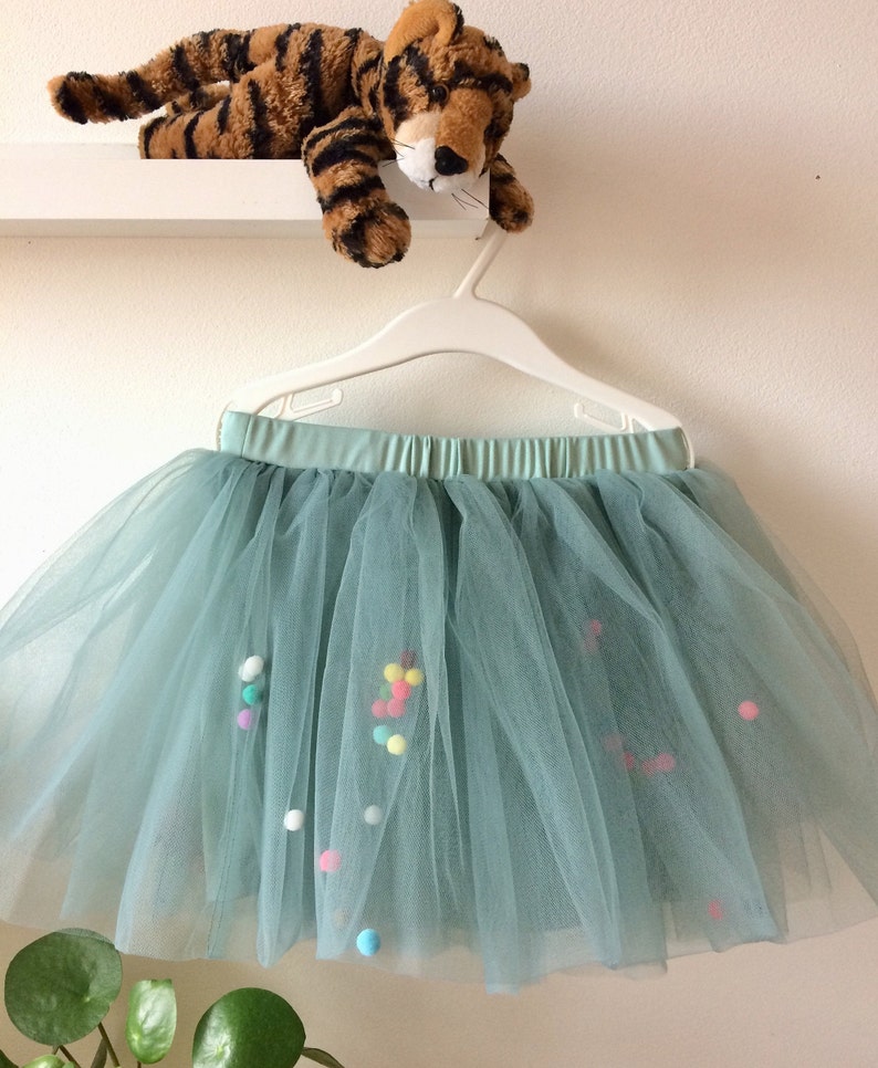 Rokje Met Pompons Tulle Rokje Tutu Tulle Rokje Met Pom Poms Tuturokje ...