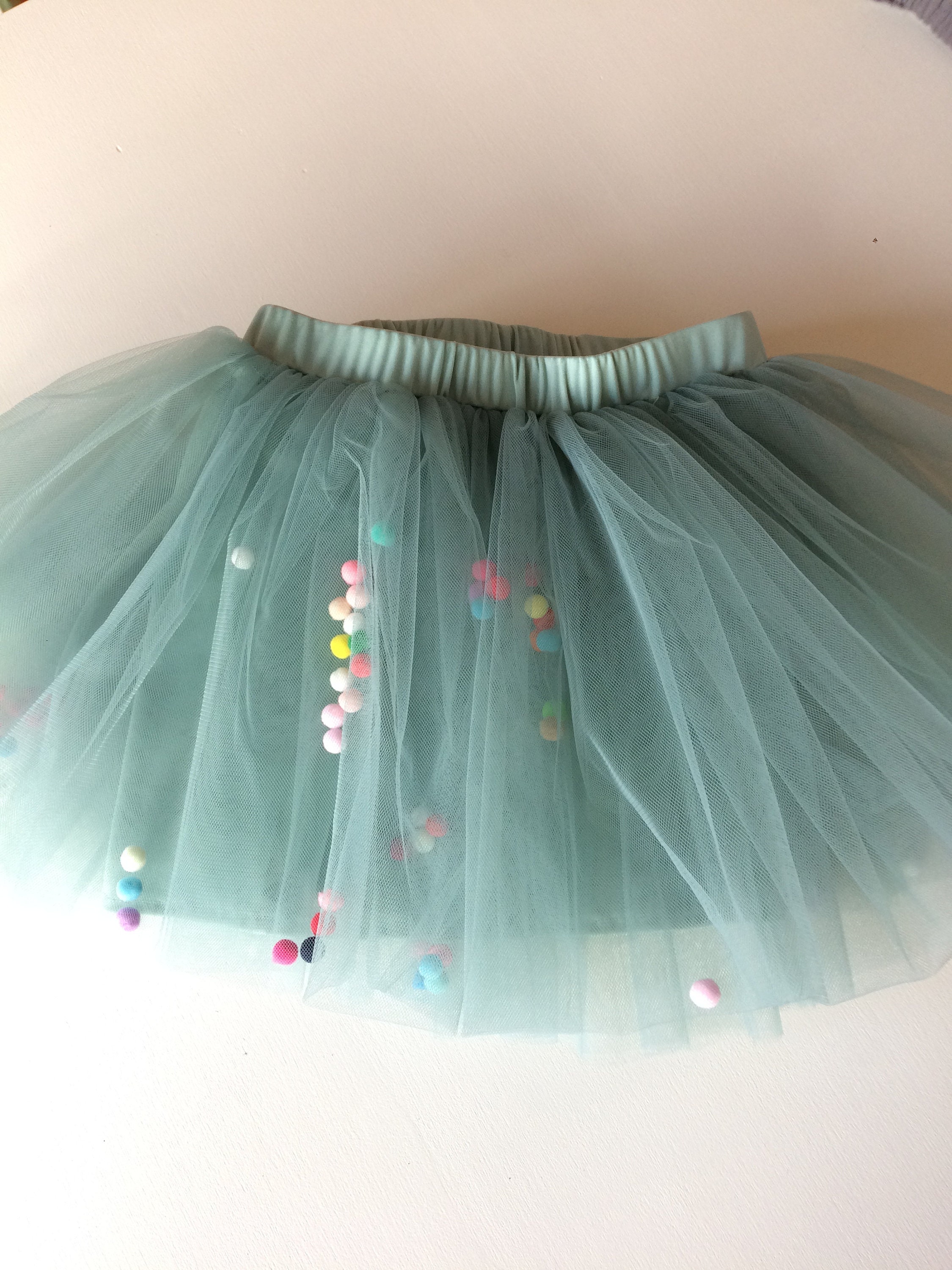 Rokje Met Pompons Tulle Rokje Tutu Tulle Rokje Met Pom Poms Tuturokje ...