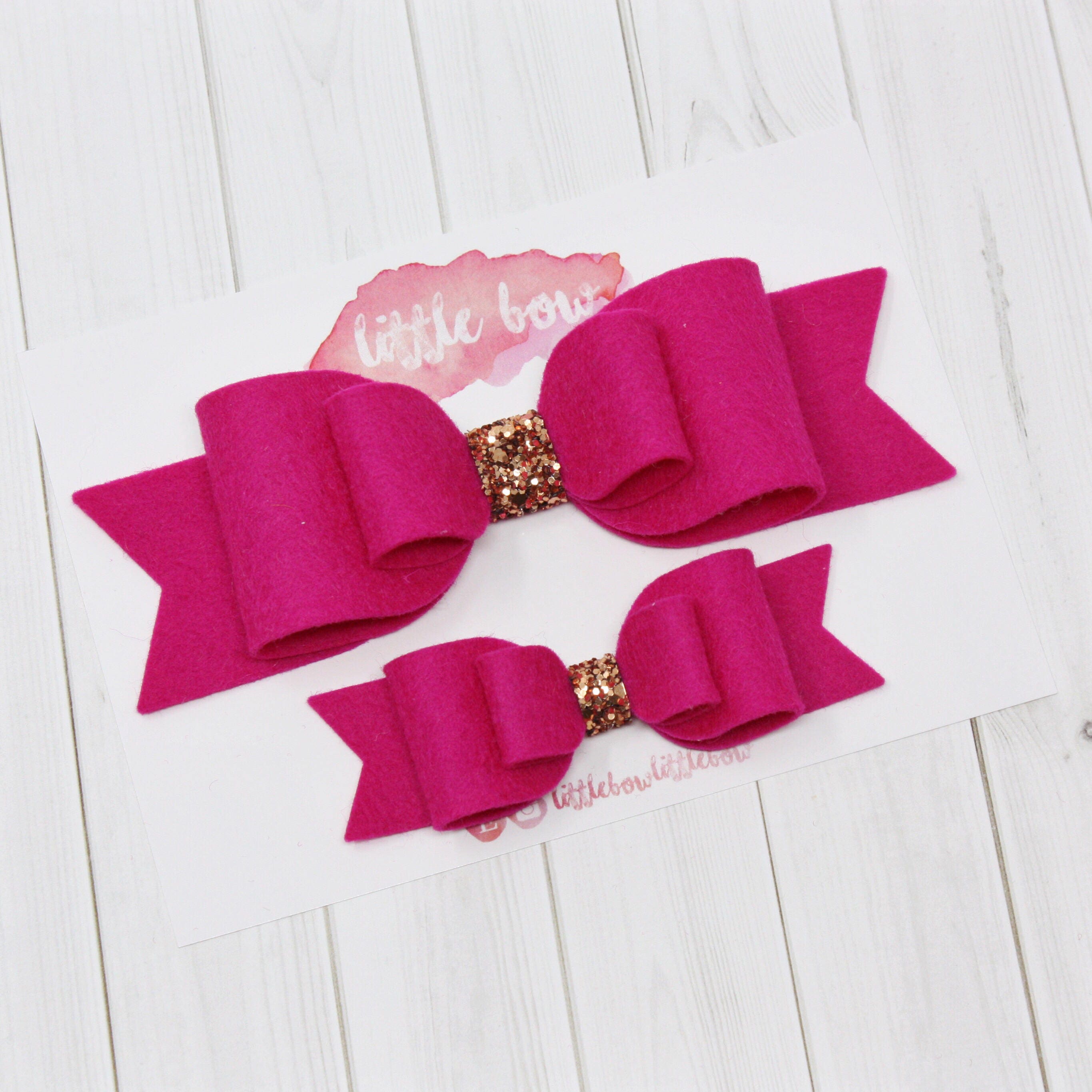 Bright Pink Hair Bow Set | Jumbow and Midi Bow Set | Mummy and Me Bow ...