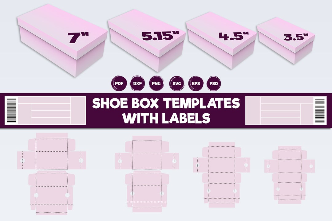 Shoe Box Template, Mini Sneaker Box Template, Valentine's Gift Box, Box ...