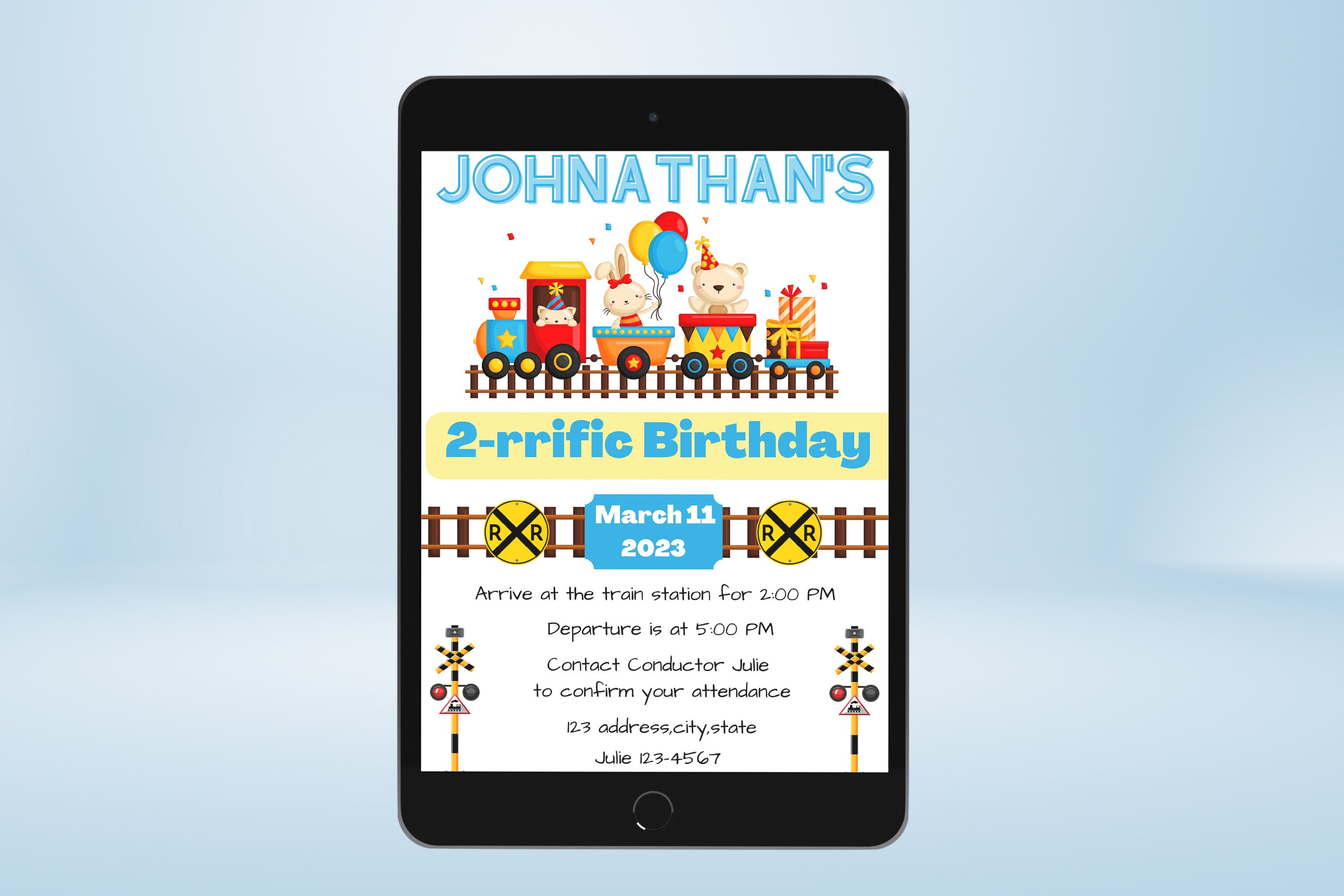 Printable Train Birthday Invitation, Train Party Invitation, Train ...