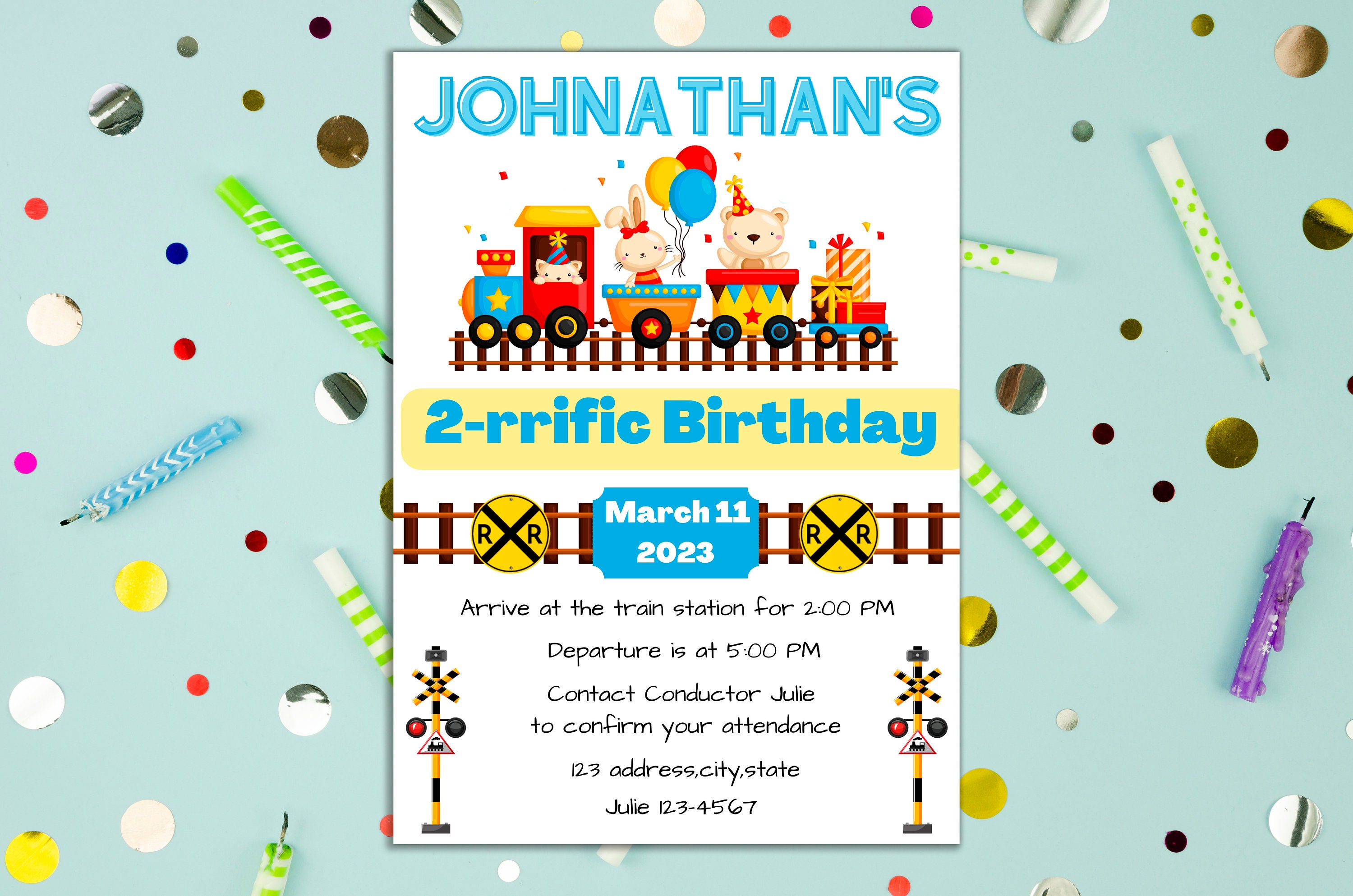 Printable Train Birthday Invitation, Train Party Invitation, Train ...