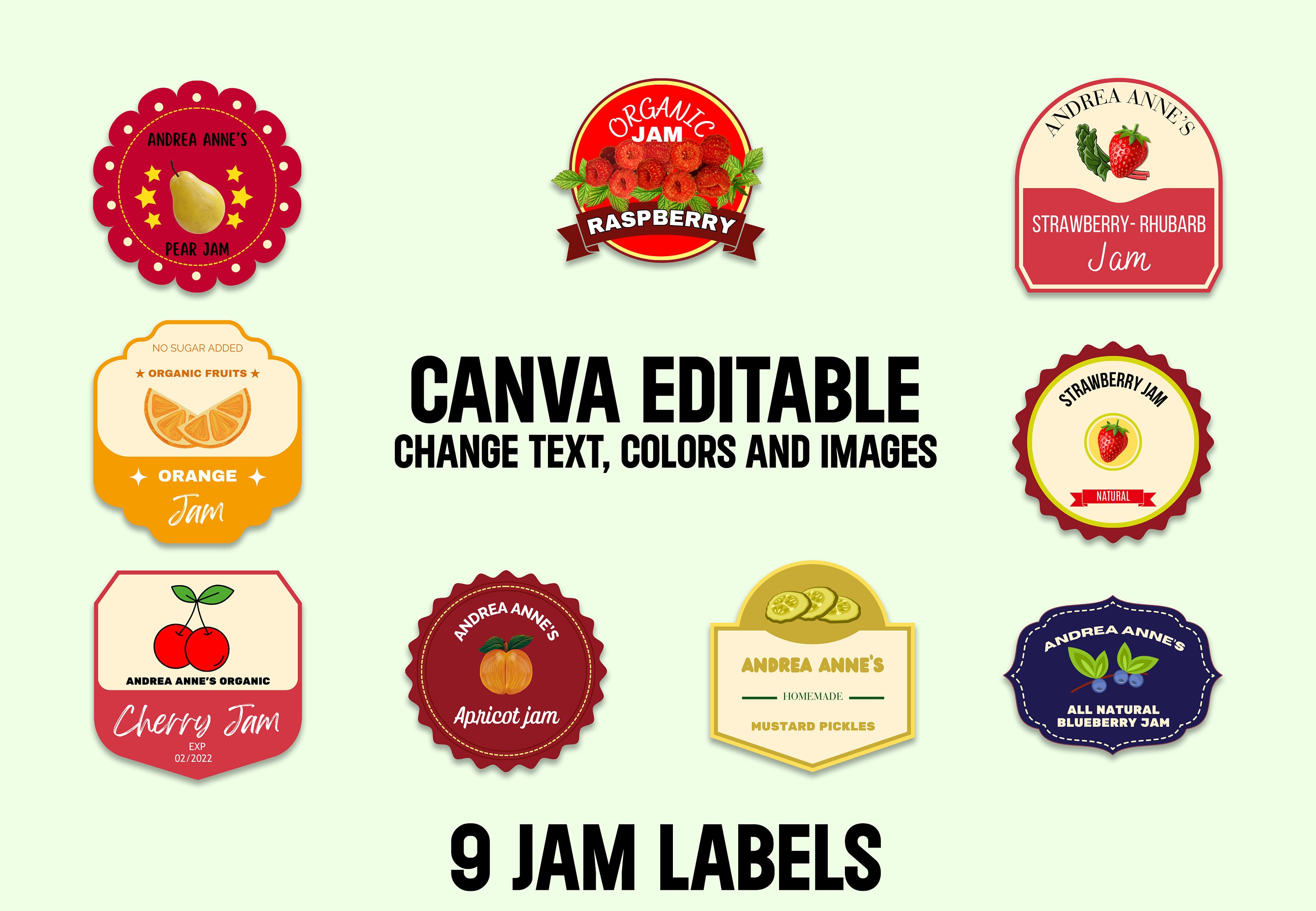 Jam Labels, Canva Editable Canning Labels, Jam Label Bundle - Etsy