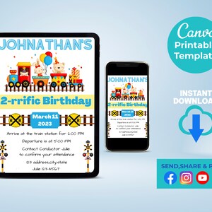 Printable Train Birthday Invitation, Train Party Invitation, Train ...