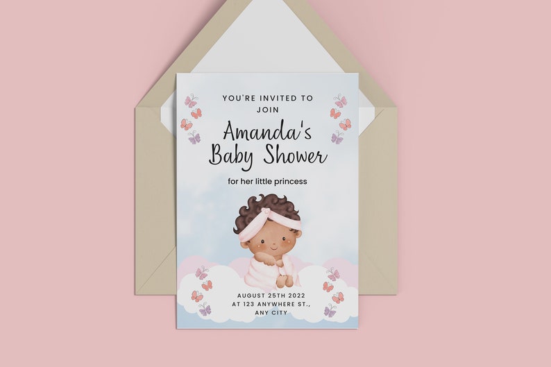 Black Baby Shower Invitation Template Black Themed Shower - Etsy
