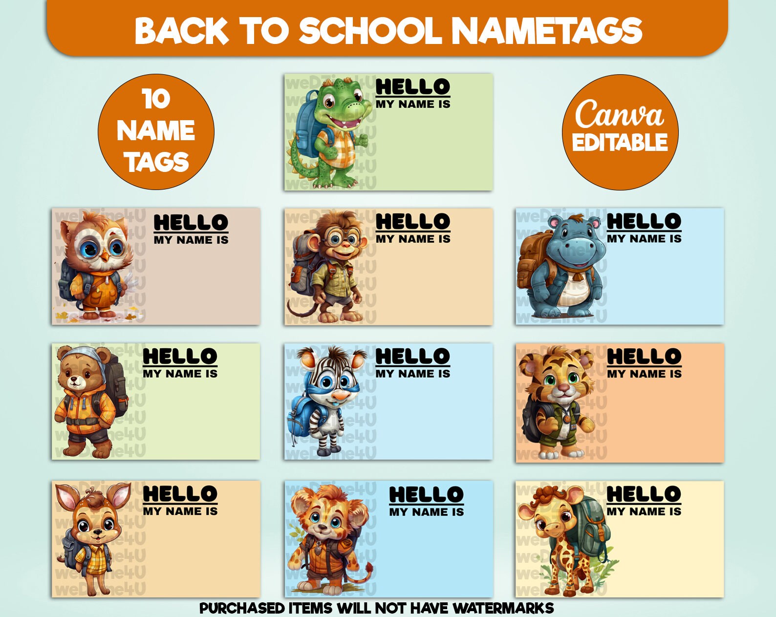 Back to School Name Tags, Classroom Critter Labels, Kids Name Tag ...