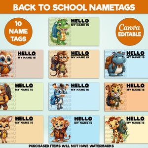 Back to School Name Tags, Classroom Critter Labels, Kids Name Tag ...