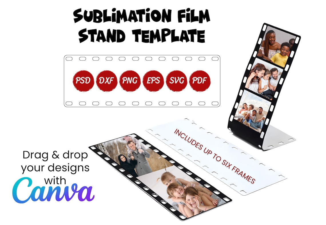 Film Roll Stand Sublimation Template, Filmstrip Sublimation Template ...