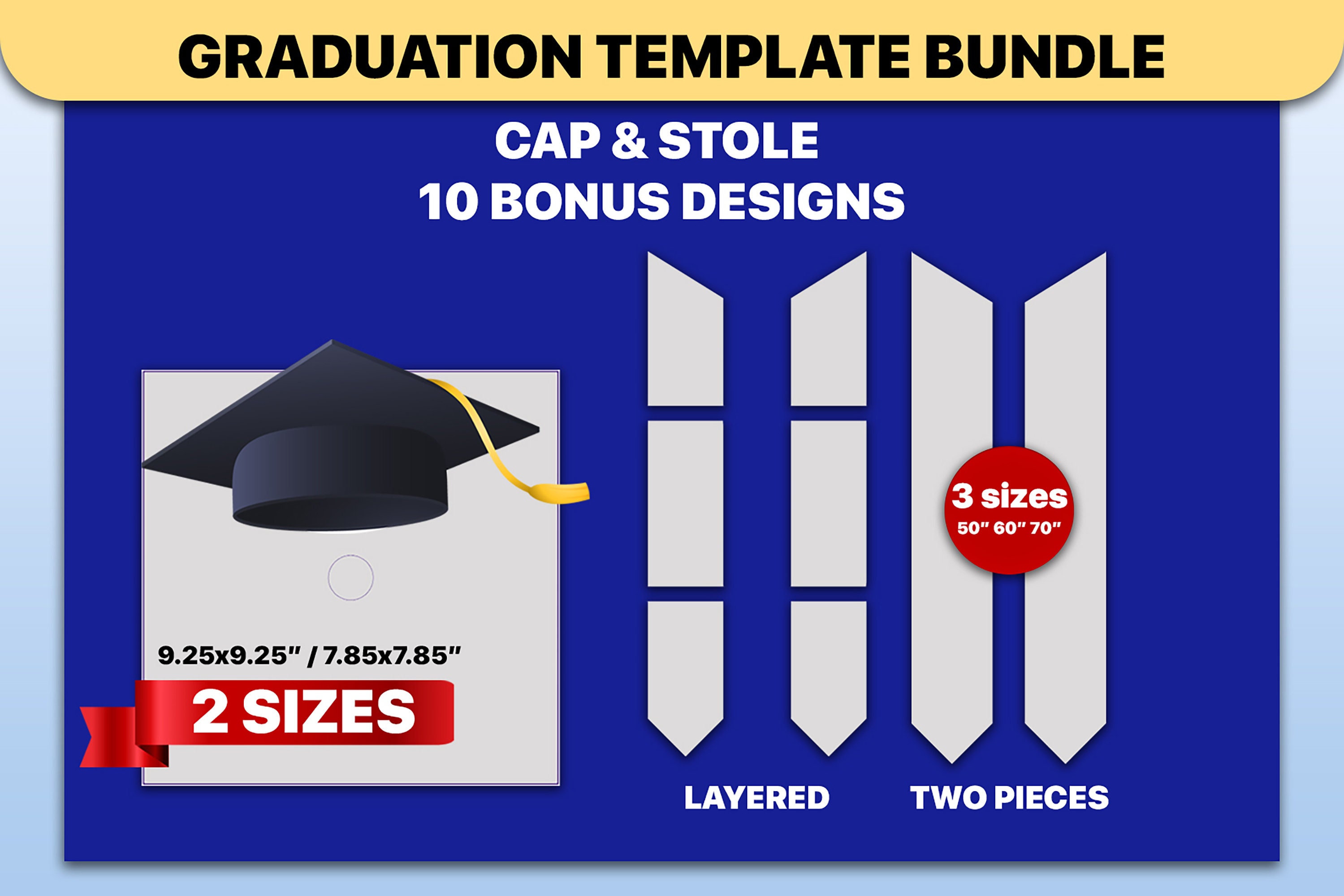 Graduation Stole Template Bundle, Graduation Cap Template, Graduation ...