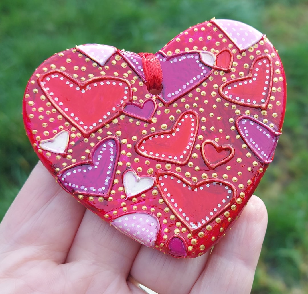 Hand Painted Ceramic Heart - Etsy
